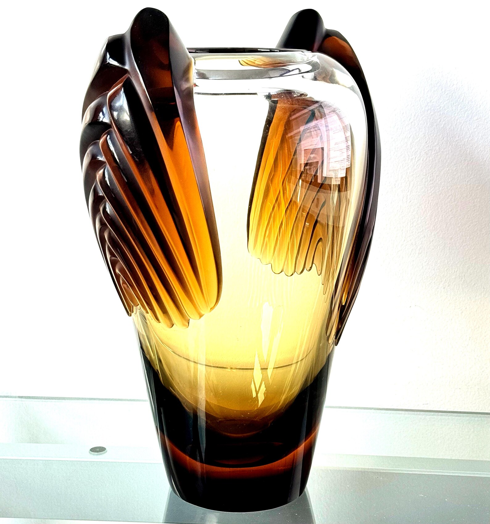 Lalique Crystal Vase Marrakesh Topaz With Palm Leaves, Vintage. - Etsy