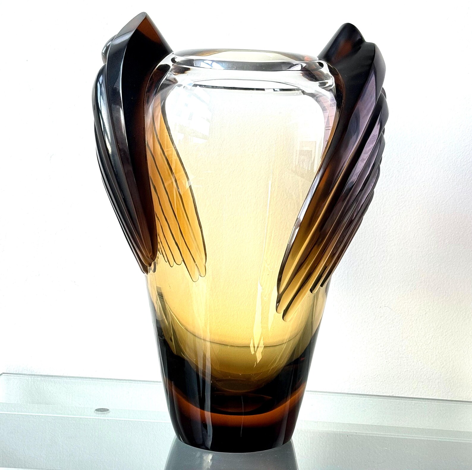 Lalique Crystal Vase Marrakesh Topaz With Palm Leaves, Vintage. - Etsy