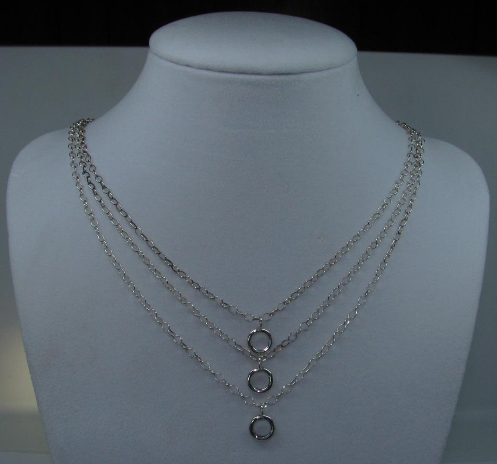 Sterling Silver 3 Strand, 3 Loop Necklace. - Etsy