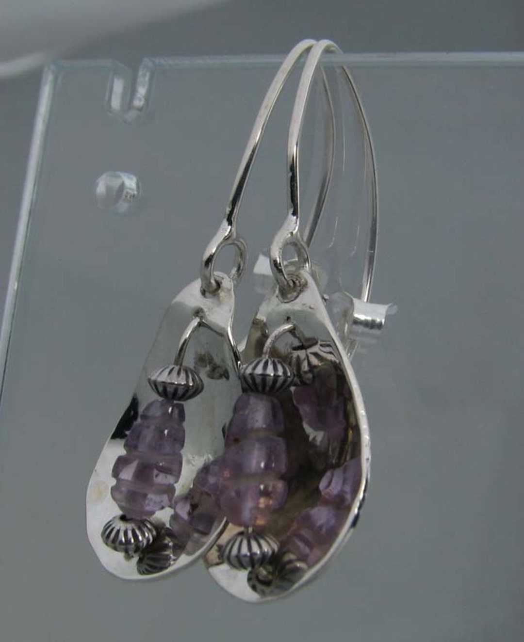 Sterling Silver Spoon Shaped Amethyst Earrings - Etsy