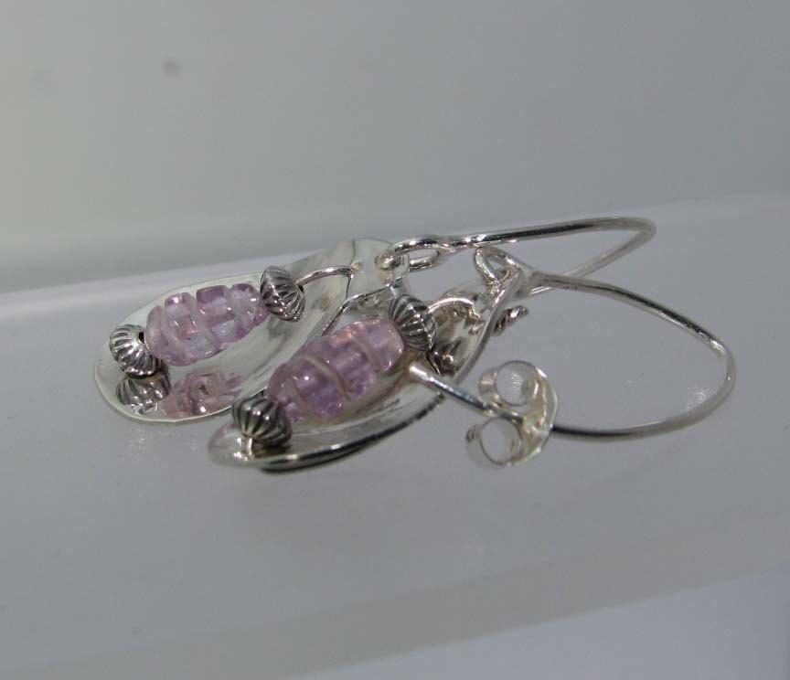 Sterling Silver Spoon Shaped Amethyst Earrings - Etsy