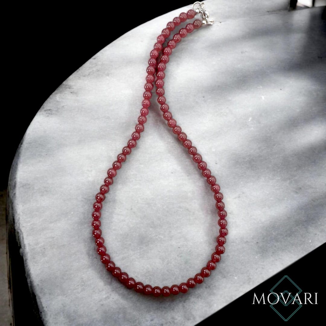 Rare AAA Deep Red Jade Bead Necklace 6mm Minimalist Unisex Vampire ...
