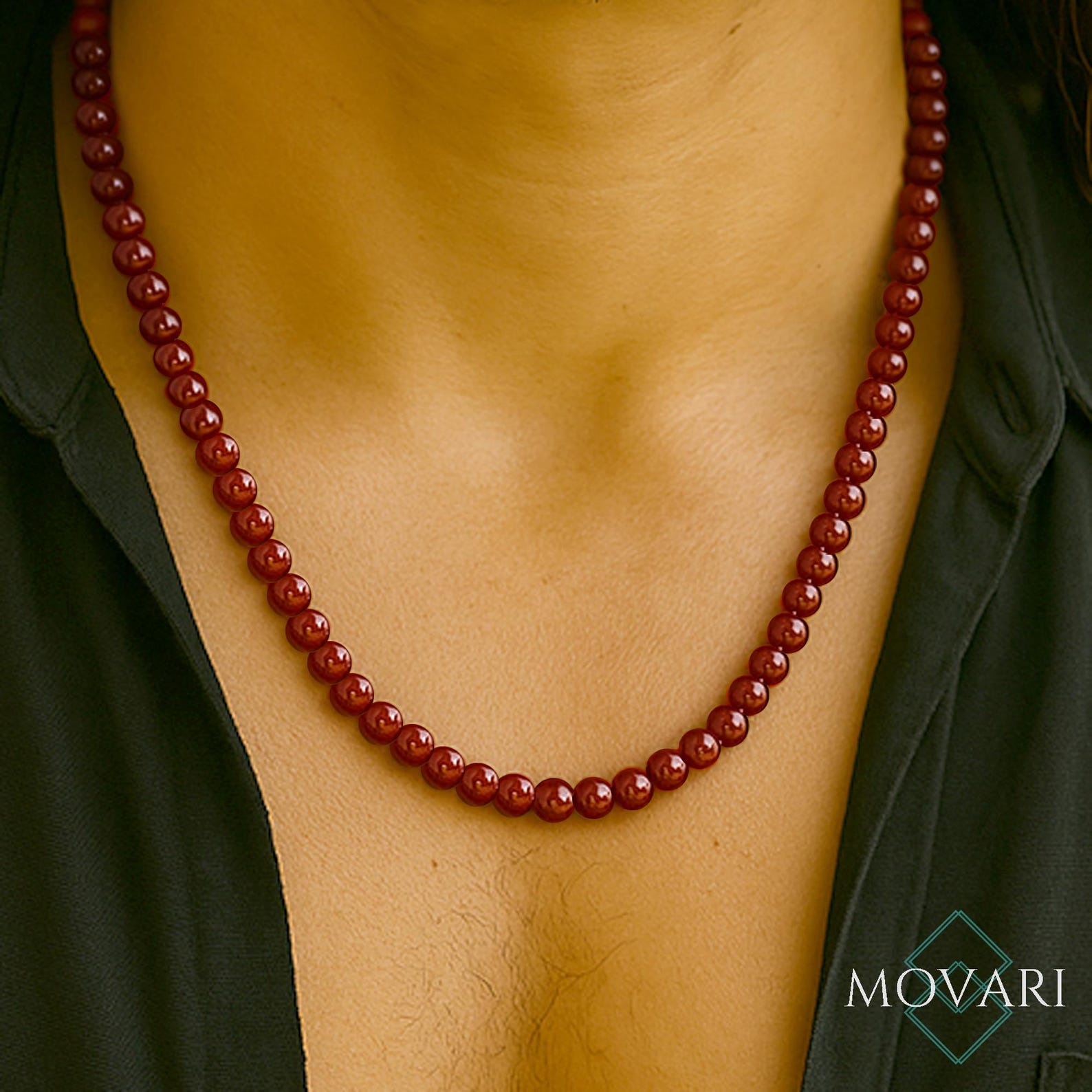 Men's Red Bead Necklace Rare AAA Deep Red Jade Minimalist Unisex ...