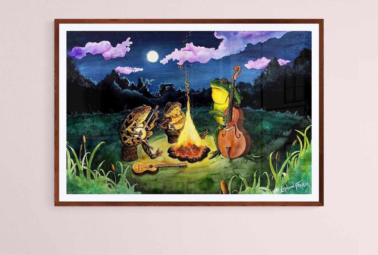 Frogs Playing Music - Banjo Frog - Musicians Gifts - Frog Art ...