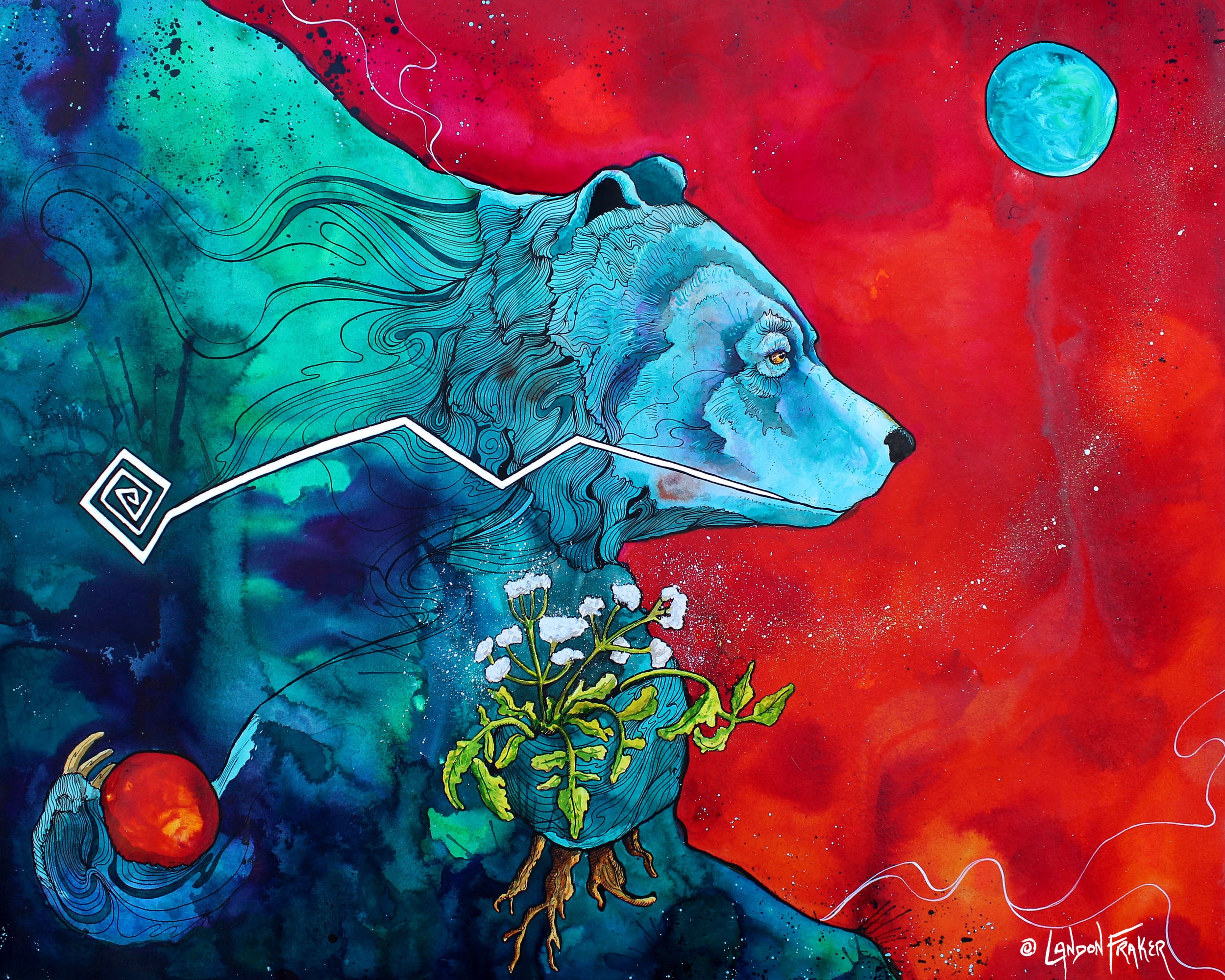 Bear With Osha Root Plant - Animal Artwork - Surreal Art - BEAR Spirit ...