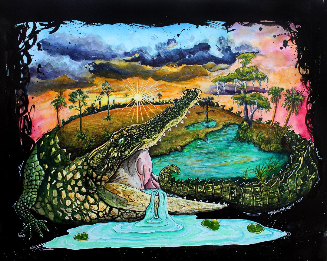 Ouroboros Alligator - Everglades Art - Florida Animals - Gator Art ...