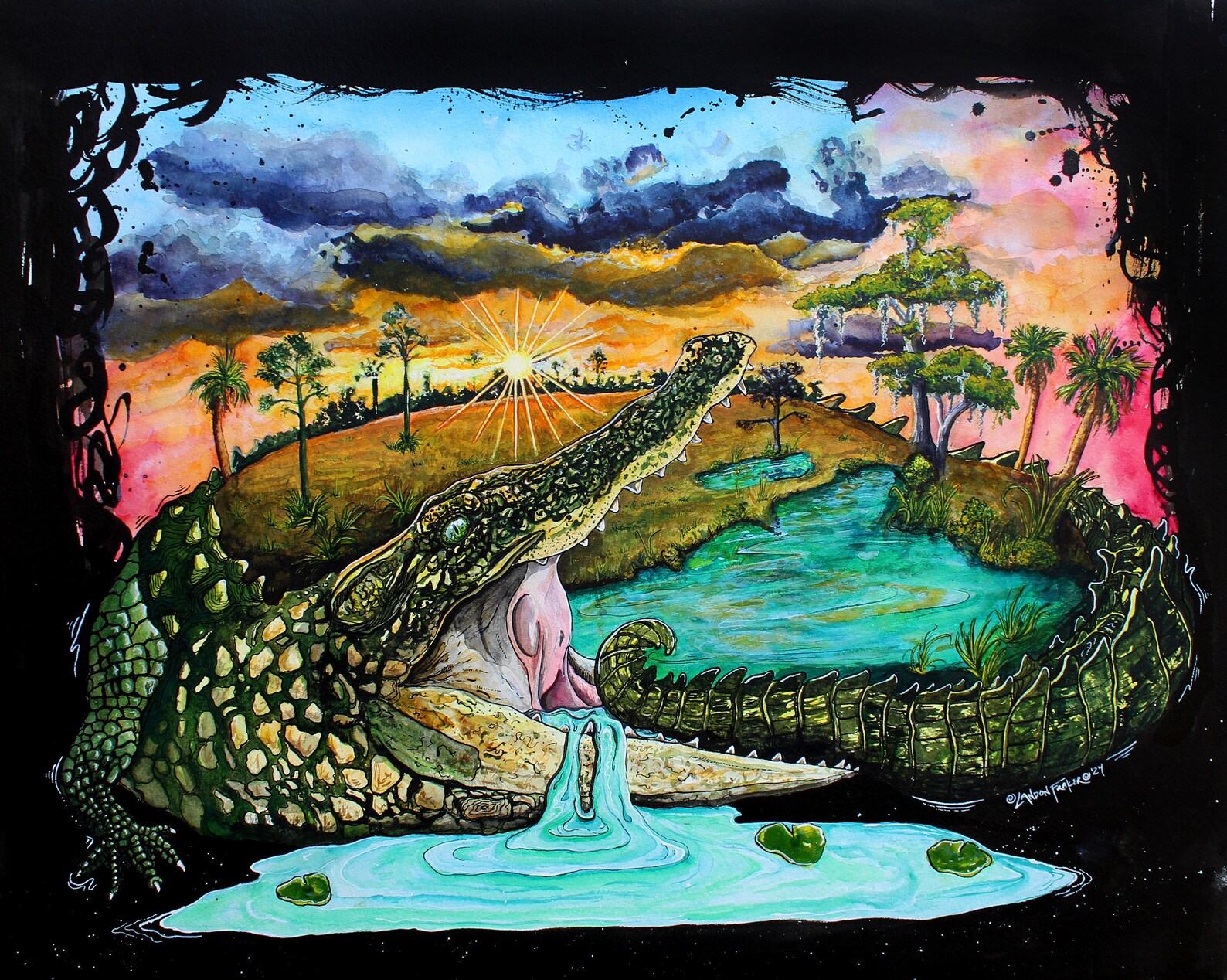 Ouroboros Alligator - Everglades Art - Florida Animals - Gator Art ...