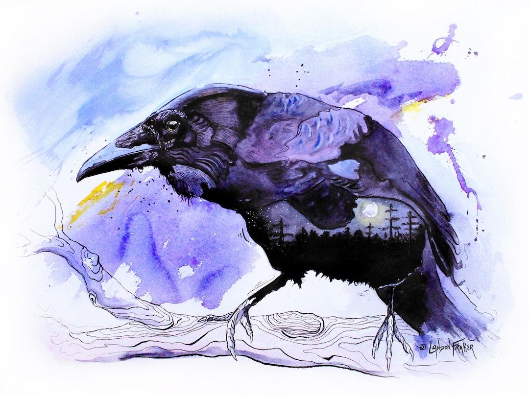 Crow Watercolor Painting - Crow Art - Gifts for Crow Lovers - Crow ...