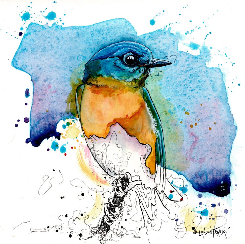 BLUE BIRD Art | Bird Artwork | Fine Art Print | Nature Art | Gift for ...