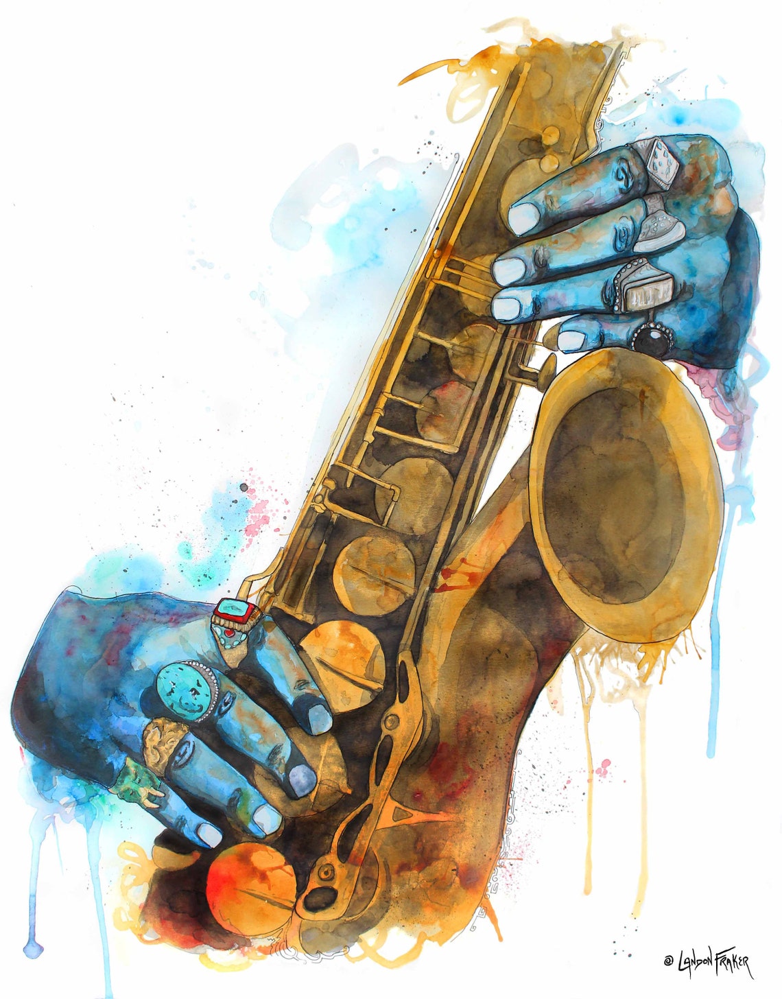 Saxophone Art Print - Jazz Poster - Kamasi Washington Fan Art ...