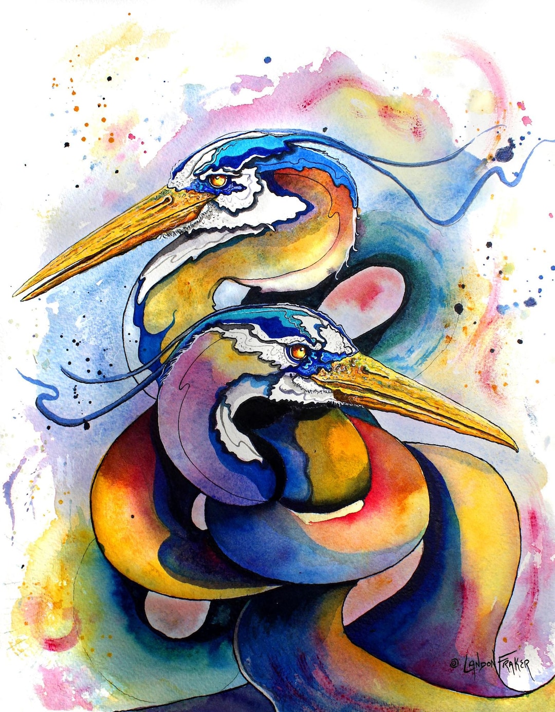 Great Blue Heron Art - Heron Print - Heron Wall Art - Great Blue Heron ...