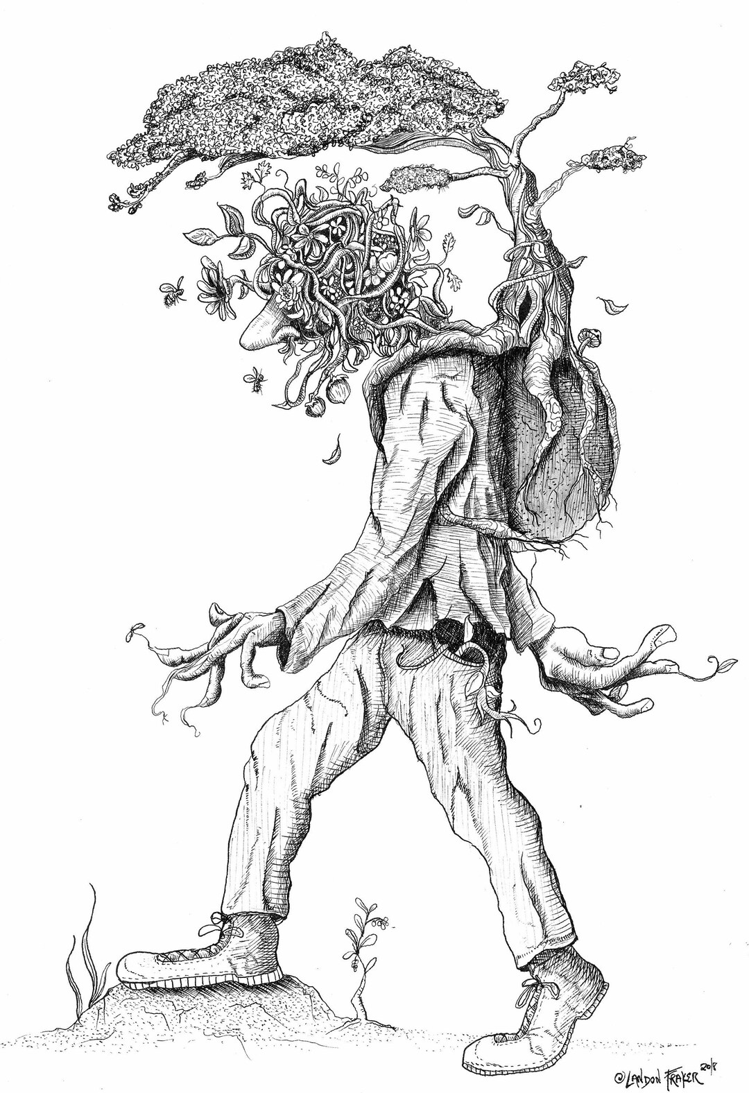 Backpacking Illustration - Nature Art Print - Backpacking Artwork ...