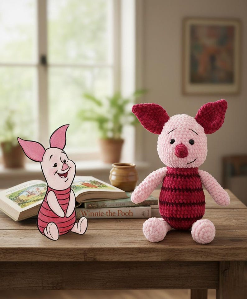Handmade Crochet Piglet Plush - Amigurumi Winnie the Pooh Friend - Soft ...