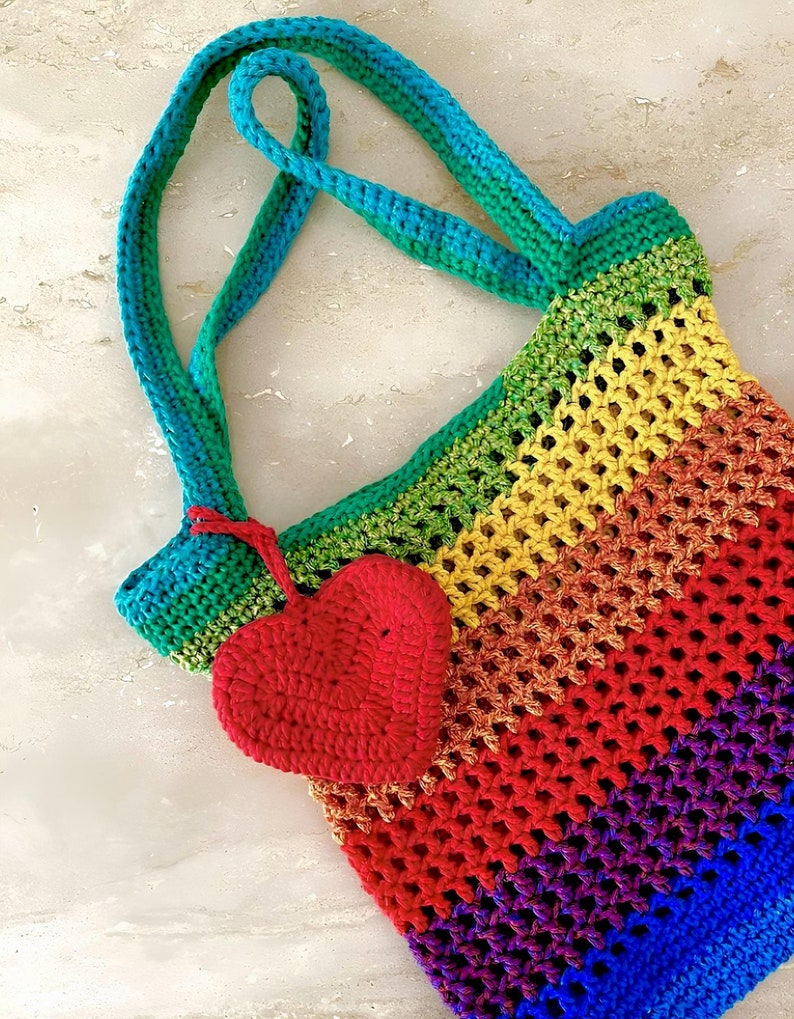 Rainbow Crochet Mash Bag,beach ,summer, Market Modern Handmade ,bag ...