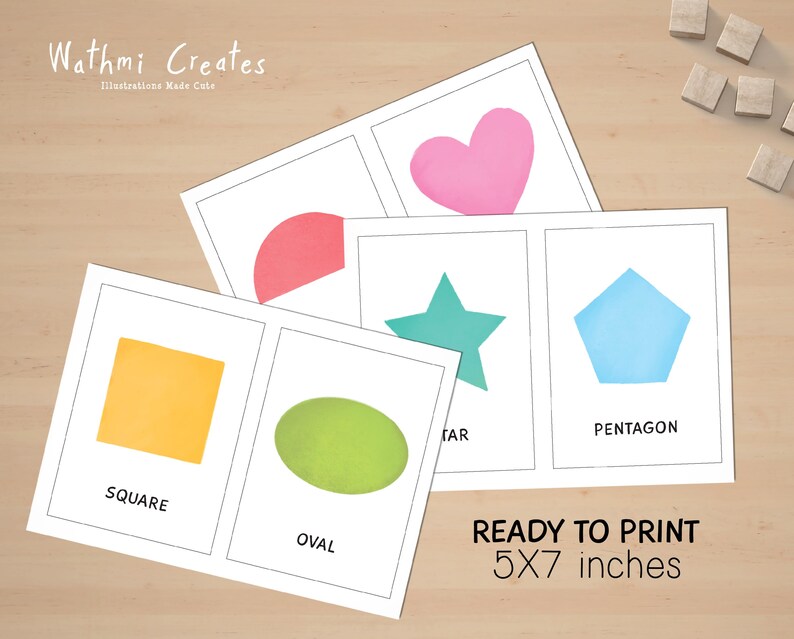18 Shape Flash Cards, Geometric Shapes, Preschool Montessori Materials ...