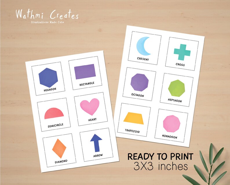 18 Shape Flash Cards, Geometric Shapes, Preschool Montessori Materials ...