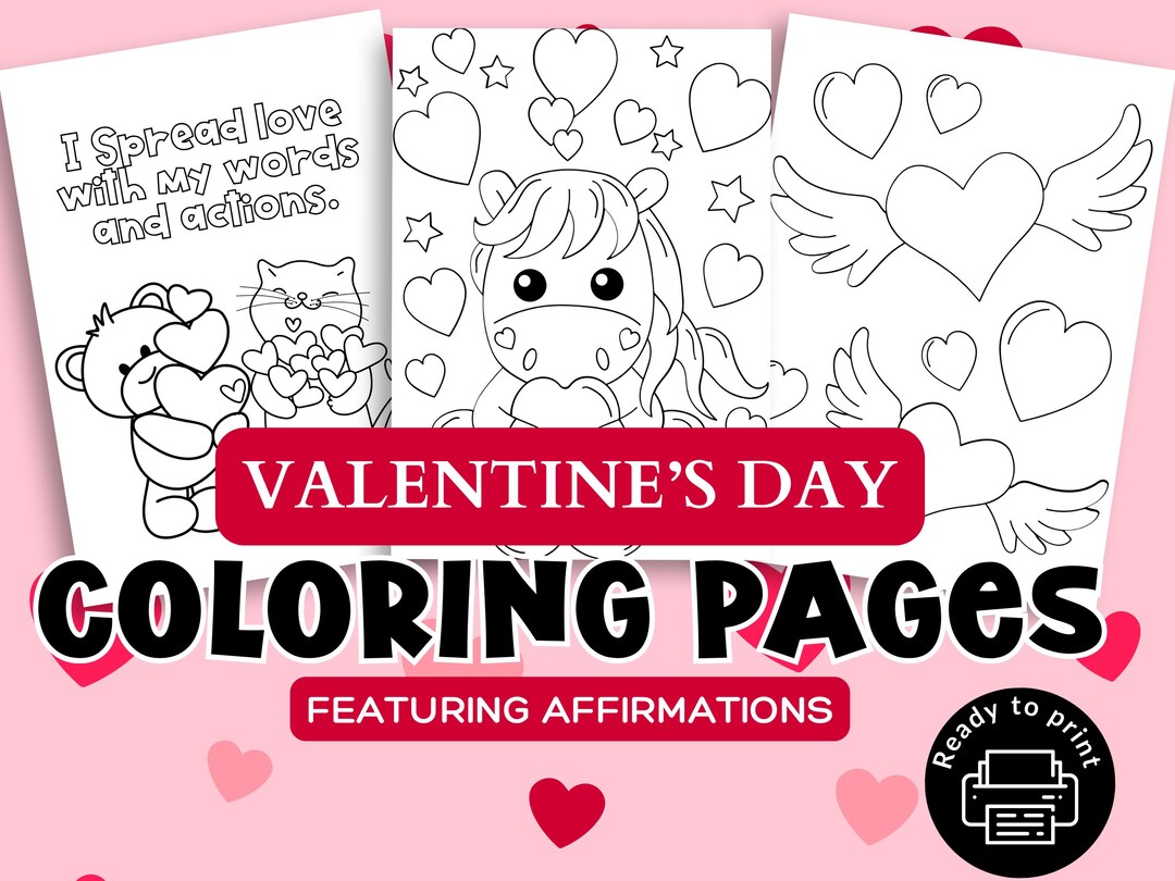 Valentines Day Coloring & Affirmation Pages 100 Pages - Etsy