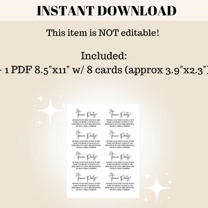 INSTANT Editable Tenner Party Enclosure Card Birthday Party Insert Card ...