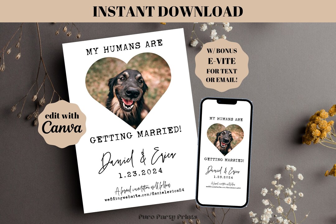 My Humans Are Getting Married Pet Photo Save the Date, Fur Parent ...