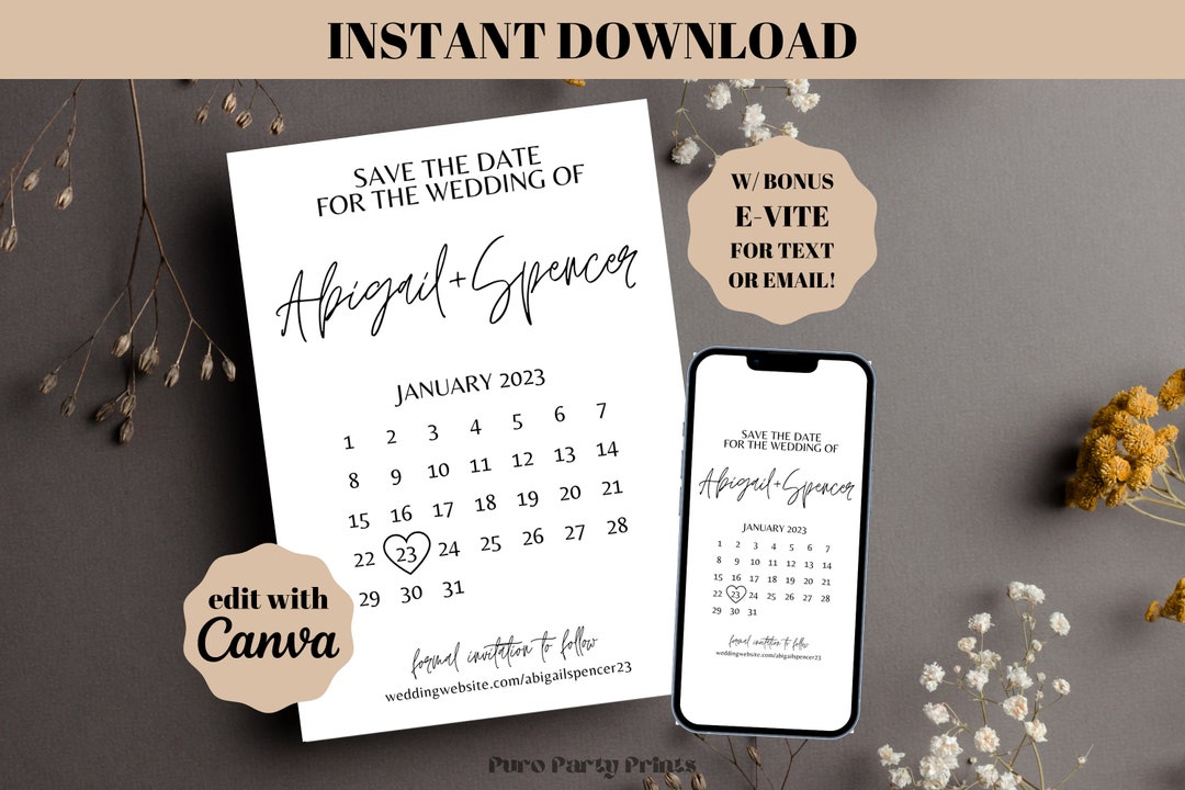 INSTANT Editable Save the Date Template for Wedding With - Etsy
