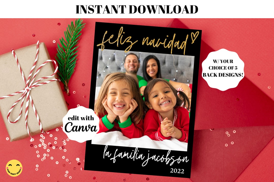 INSTANT Editable Feliz Navidad SPANISH Christmas Card Template - Etsy