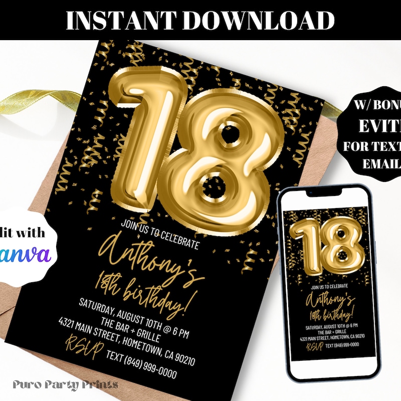 18th Birthday Invite - Etsy
