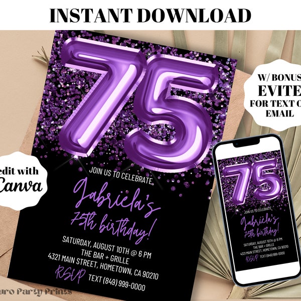 75th Birthday Invitation Text - Etsy
