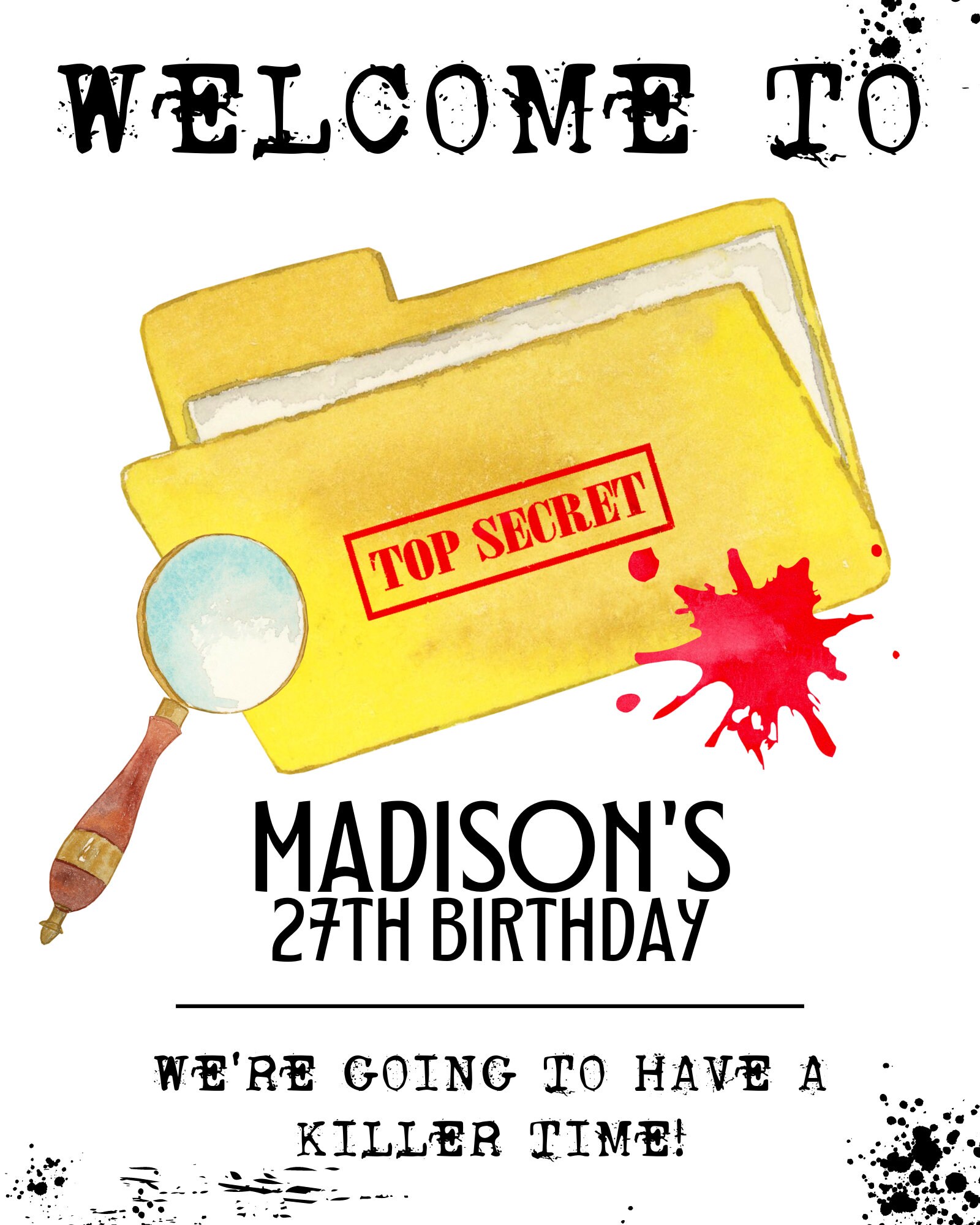 INSTANT Editable Murder Mystery Birthday Party Welcome Sign DIY Digital ...