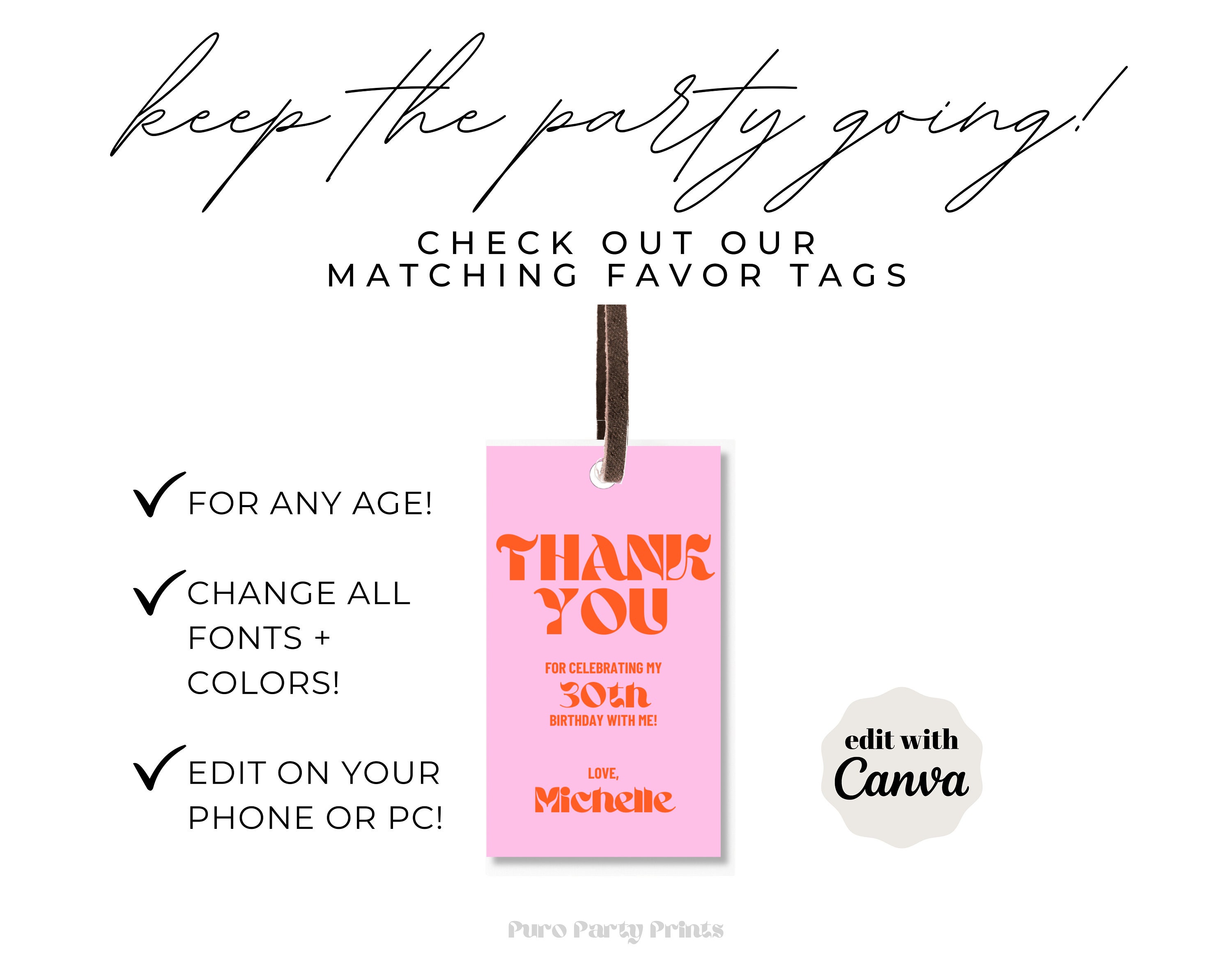 INSTANT Pink Retro 1974 50th Birthday Invitation Digital Download ...