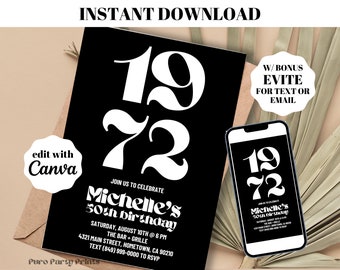 Digital Invitation 1972 - Etsy