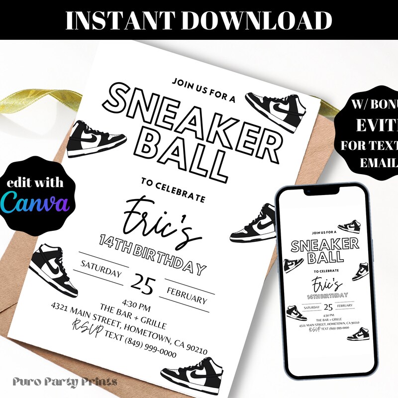 Sneaker Invitation - Etsy