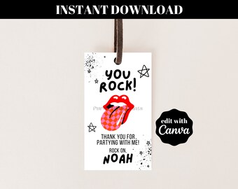 You Rock Printable Favor Tags Instant Download Rock Star - Etsy