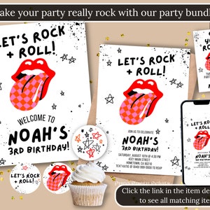 INSTANT Editable Thank You Rock & Roll Birthday Party Tags Stickers ...