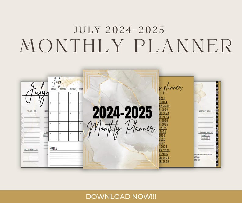 Black + Gold Monthly Planner - Etsy