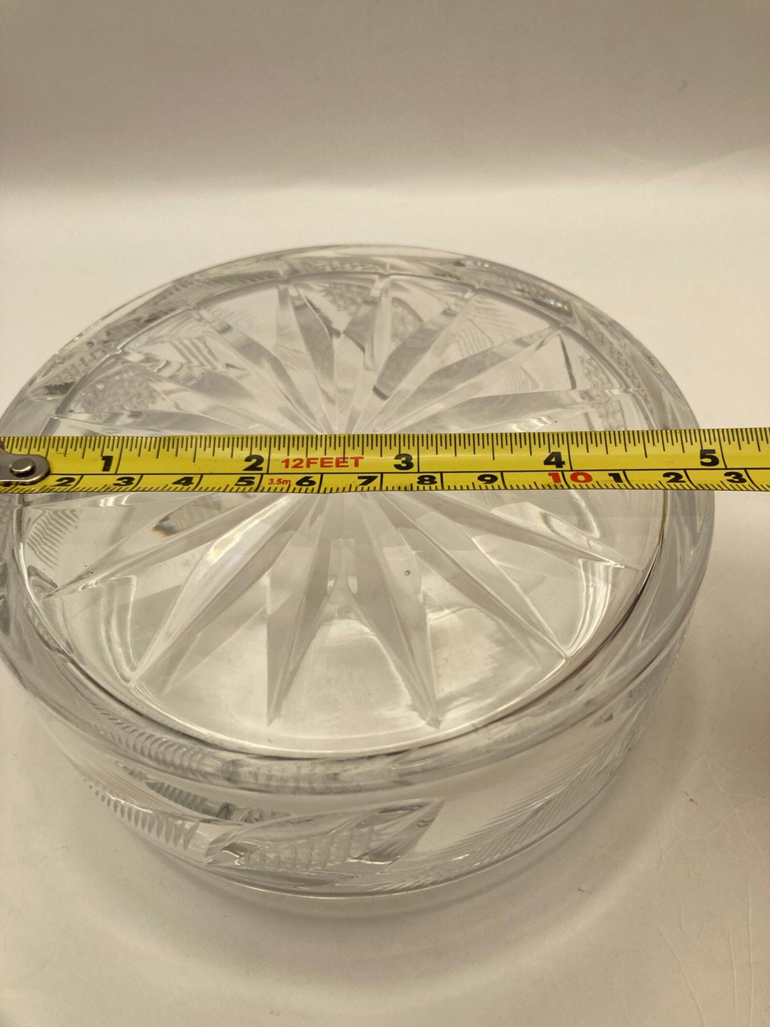 Vintage Etched Leaf Lead Crystal Candy Dish With Lid - Etsy
