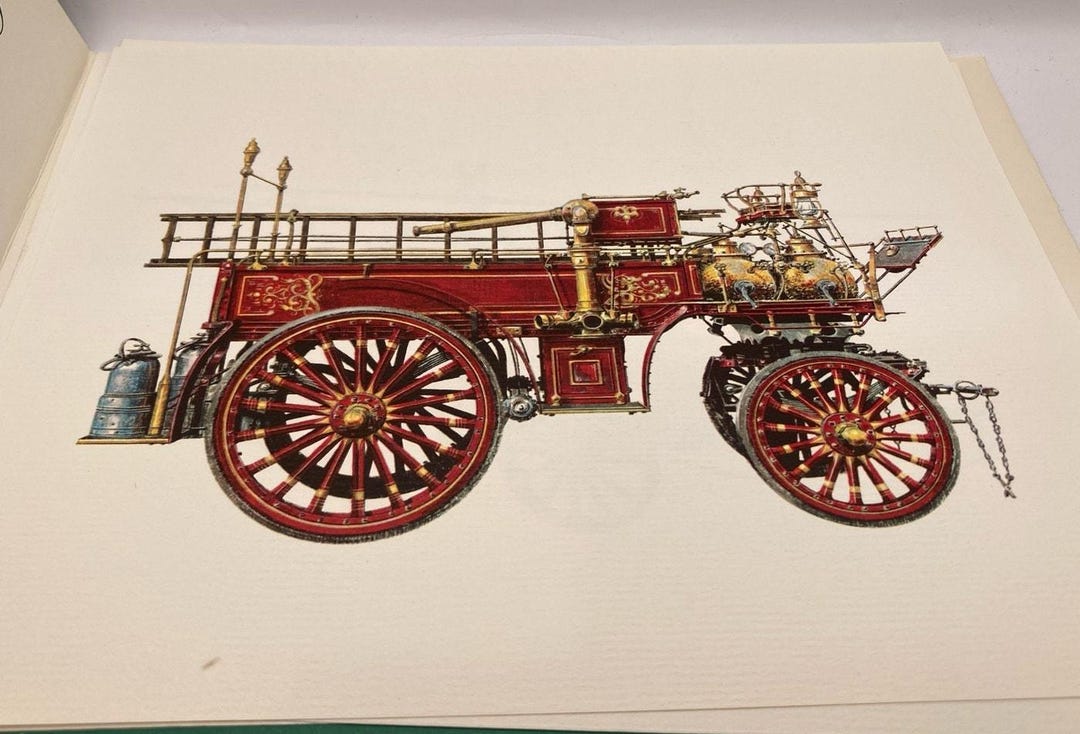 Vintage Fire Engine Prints-cities Services Customer Print Gift 12 ...