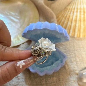 Handcrafted Natural Shell Conch Pearl Ring, Creative Shell Ring ...