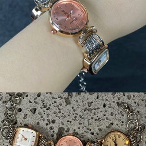 Vintage Watch Bracelets, Multi-color Triple Bracelets, Y2K Silver Chain ...