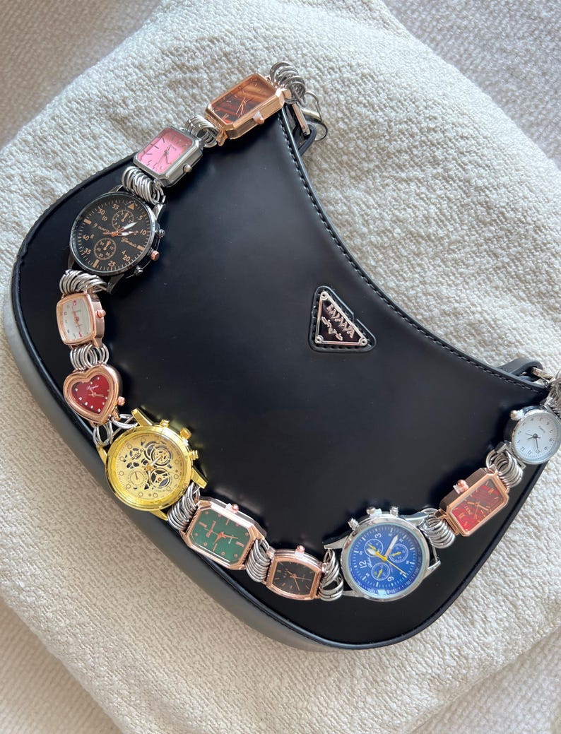 Cyberpunk Retro Multicolor 11 Watch Bag Strap, Niche Clocks Metal Pants ...
