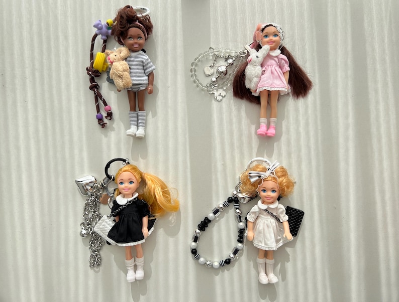 Y2K Cute Doll Keychain, Doll Bag Accessory, Pink Doll, White Doll ...