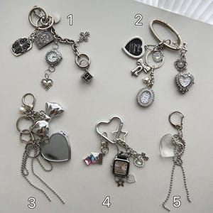 Vintage Silver Clock Heart Pendant Keychain, Watch Pendant Silver Chain ...