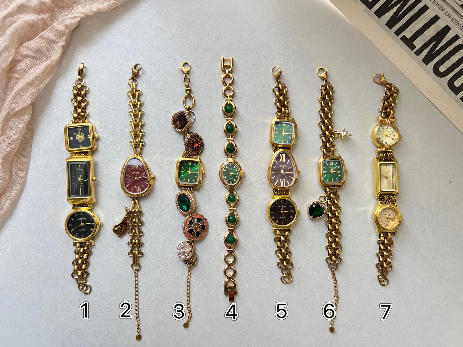 Custom Handmade Women's Wrist Watch, Punk Watch Bracelet, Elegant Gold ...