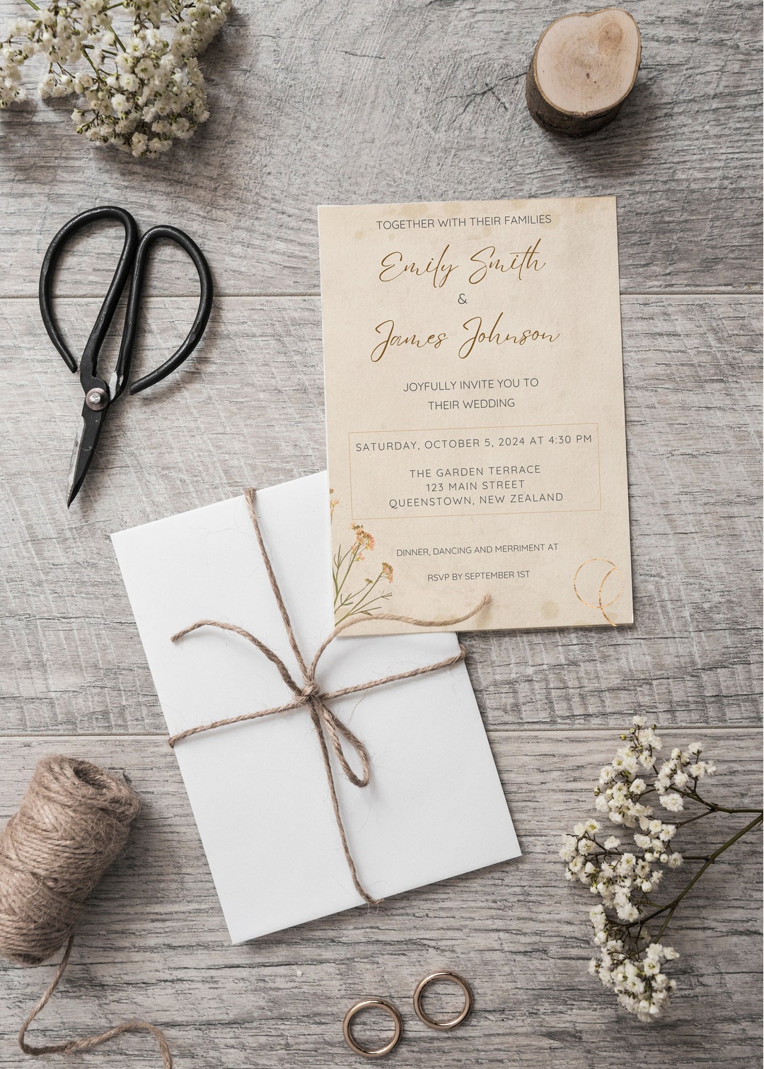 Rustic Charm Wedding Invitation and Save the Date Combo - Etsy