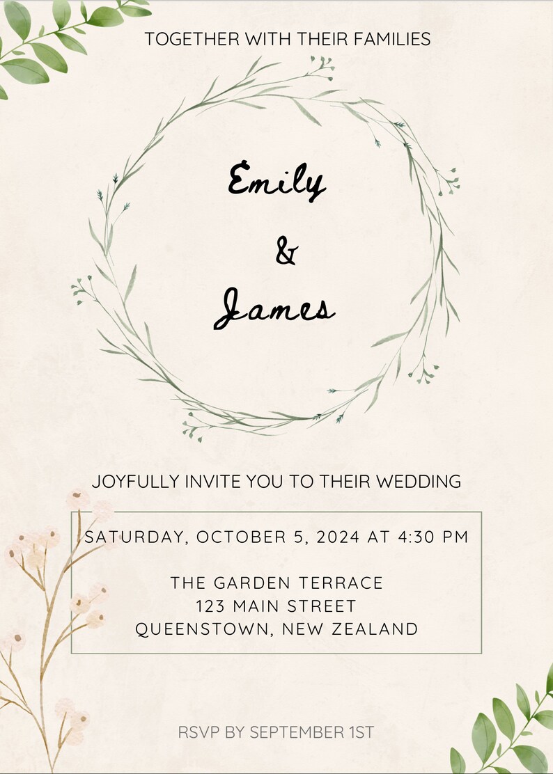 Simply Elegant Wedding Invitation Template - Etsy