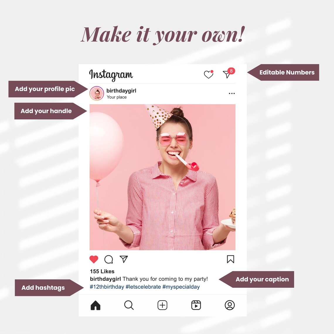Instagram Photo Booth Prop Template, Instagram Photobooth Canva ...