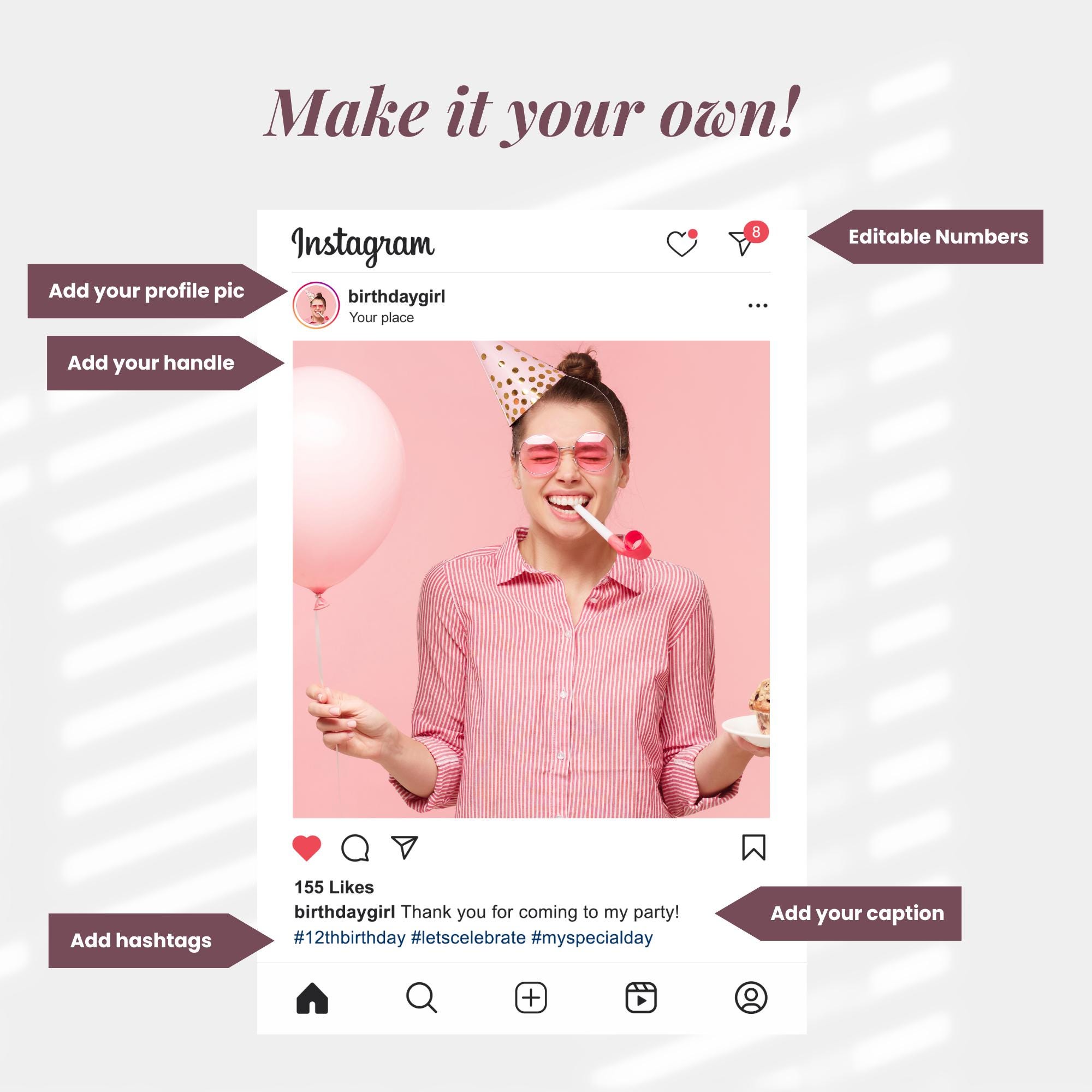 Instagram Photo Booth Prop Template, Instagram Photobooth Canva ...