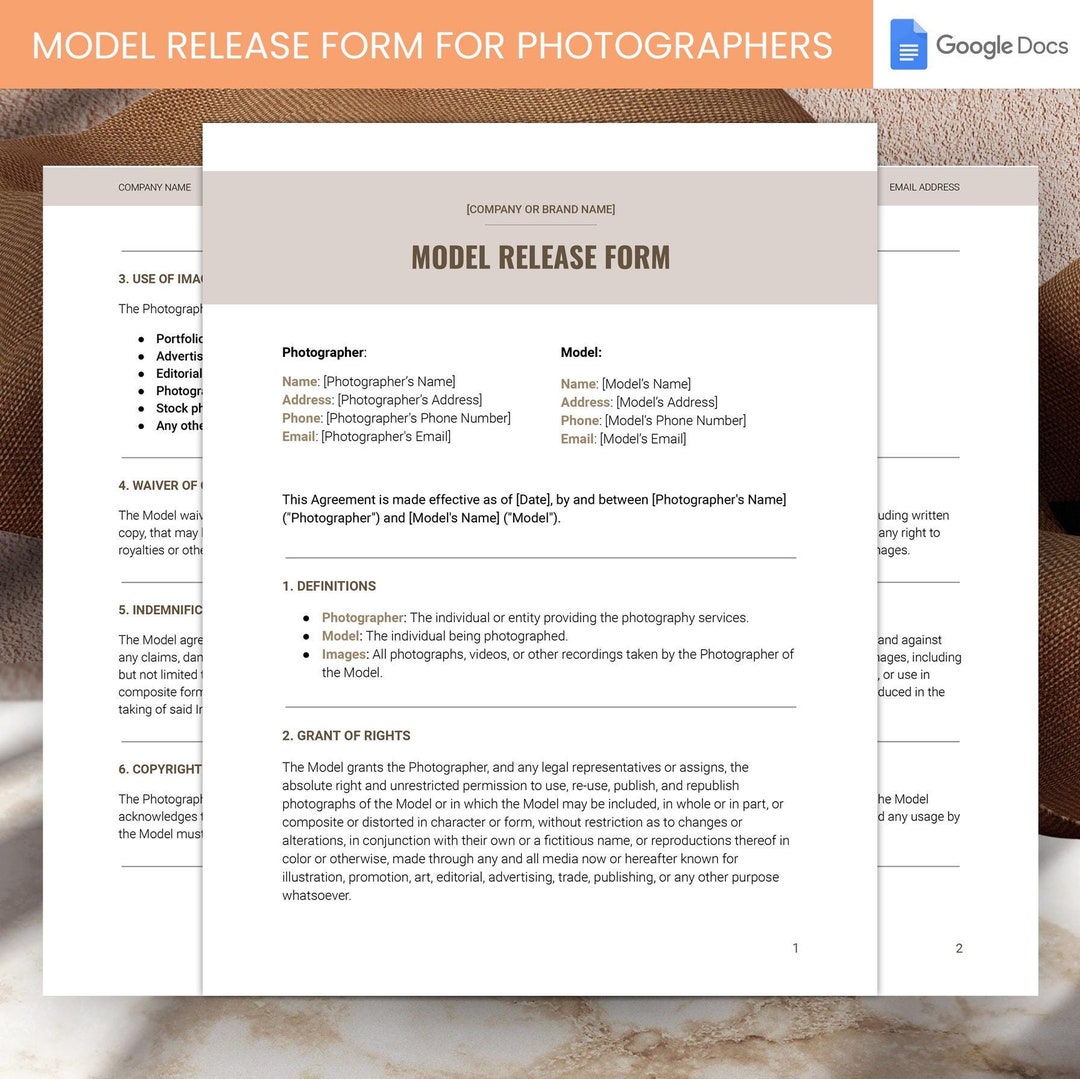 Model Release Form for Photographer Google Docs Photo Release Form ...