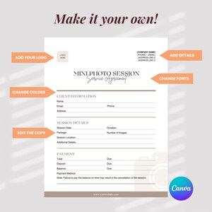 Mini Sessions Contract Template Canva Mini Sessions Photography Client ...
