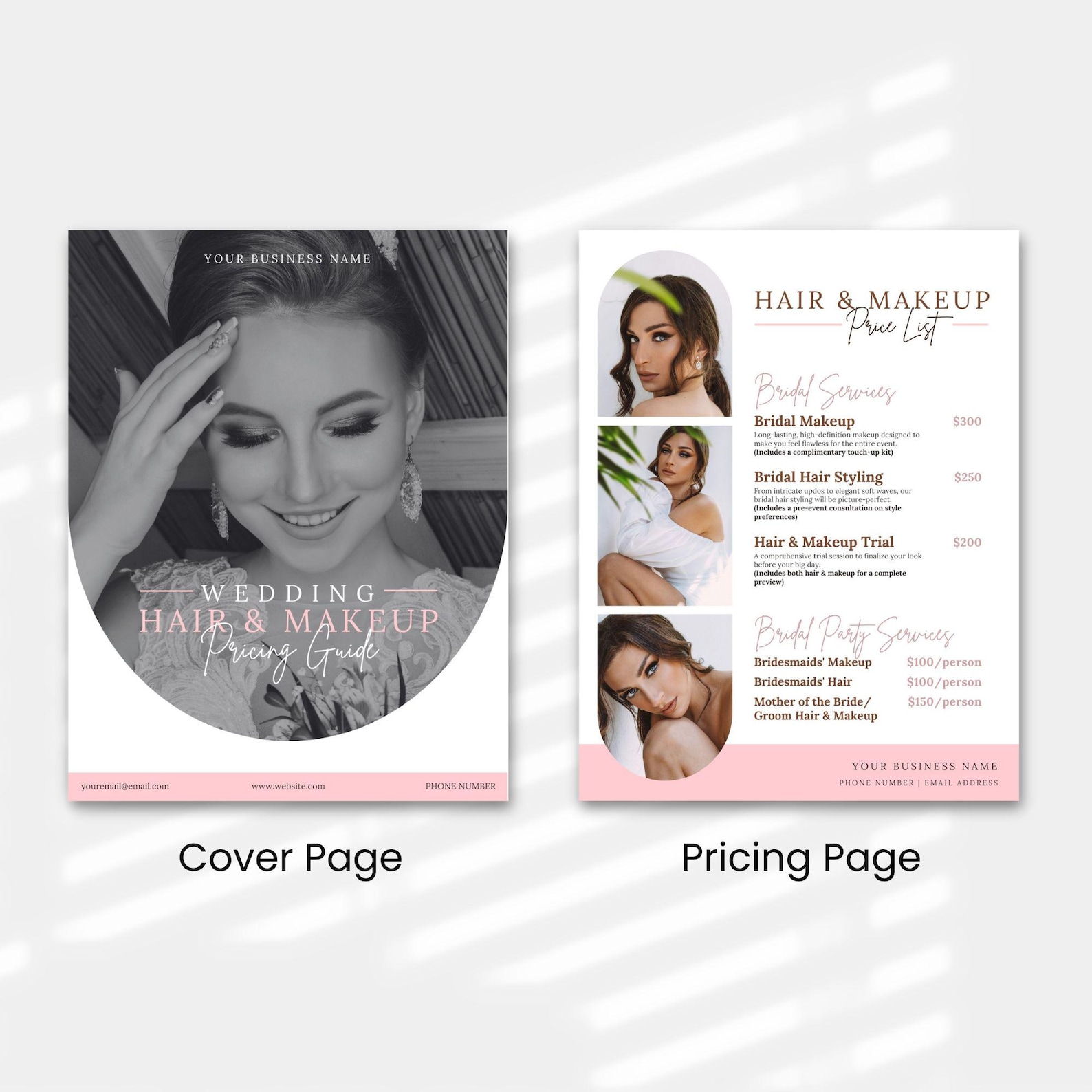 Bridal Hair and Makeup Pricing Guide Template Canva, Wedding Hair and ...