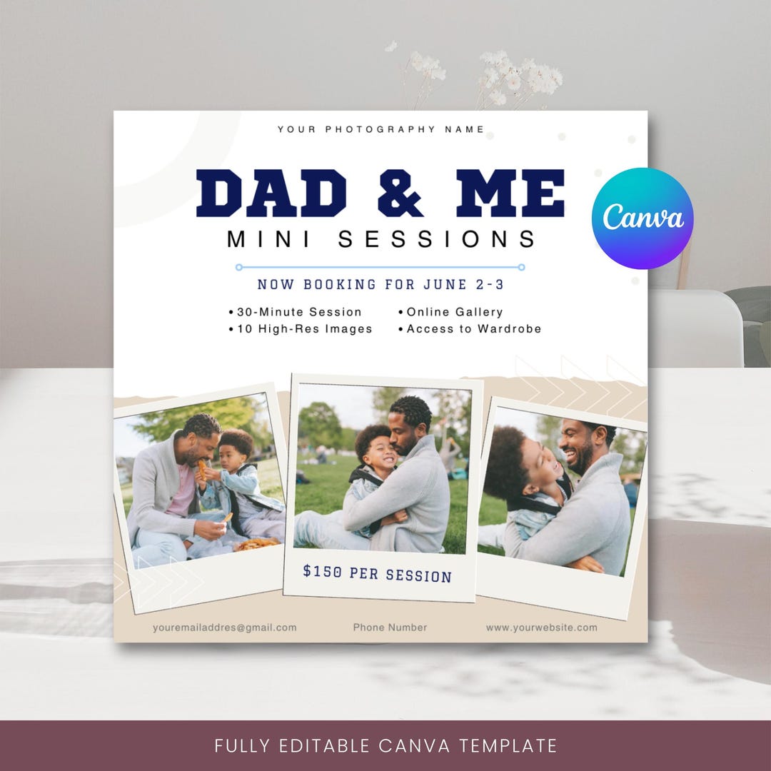 Daddy and Me Session Template Canva, Father's Day Mini Sessions ...